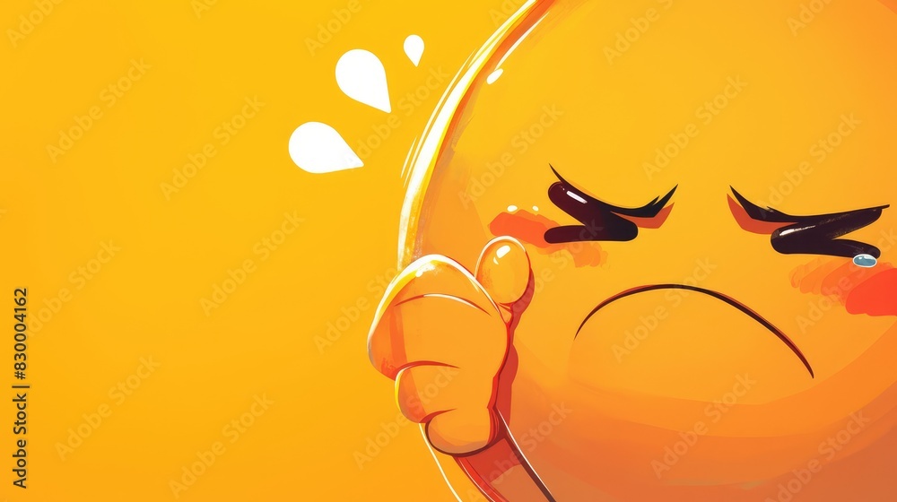 A cartoon illustration of a despondent character emoji is shown ...