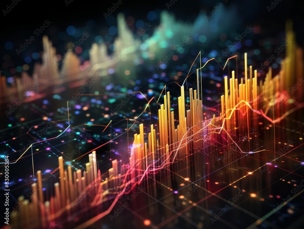 Abstract visualization of market trends with fluctuating lines and ...