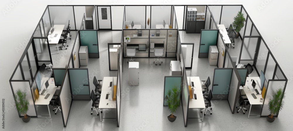 Office Adapted for Pandemic with Partitions and Sanitation Stations ...