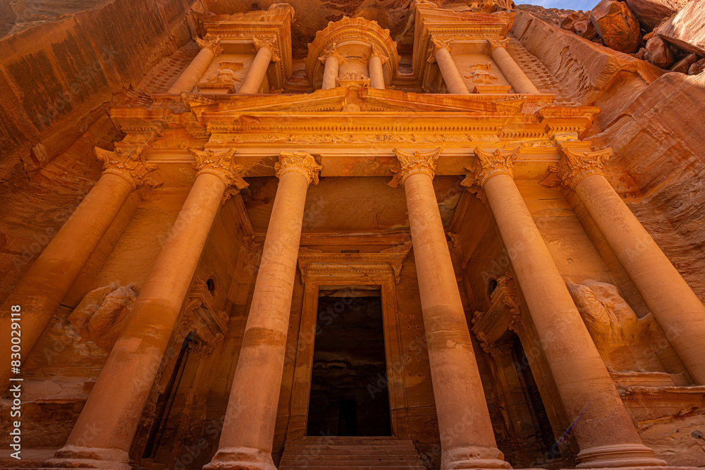 Khazne al-Firaun in Petra, Jordan: Stunning Sunlit View of the Ancient ...