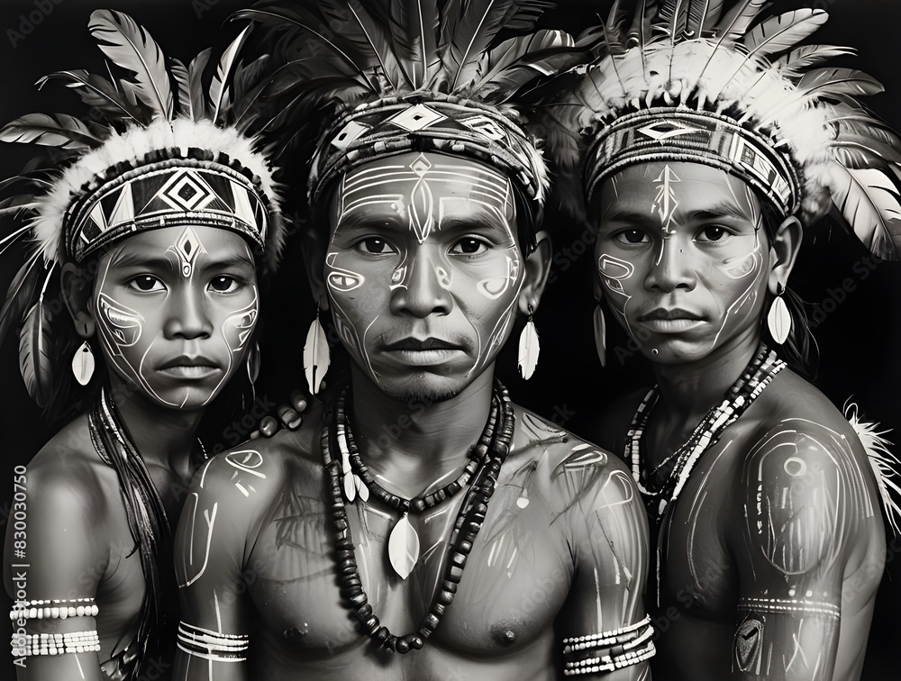 an indigenous family group Amazonian that captures the unique ...