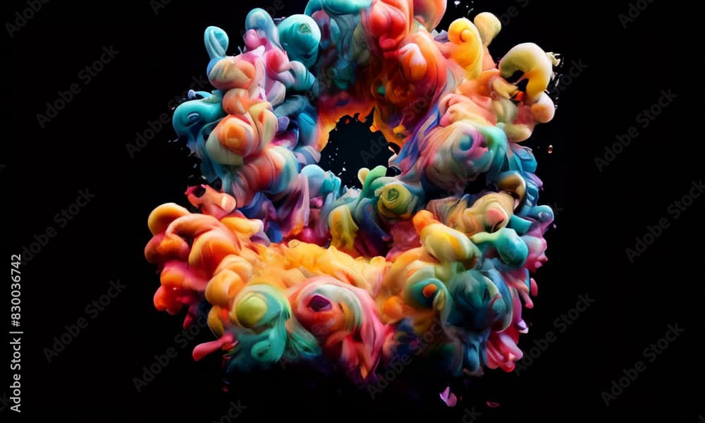 The number 9 nine is depicted as made of colorful gas, forming a ...