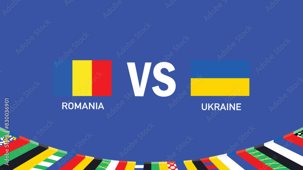 Romania And Ukraine Match Design Flag European Nations 2024 Teams ...