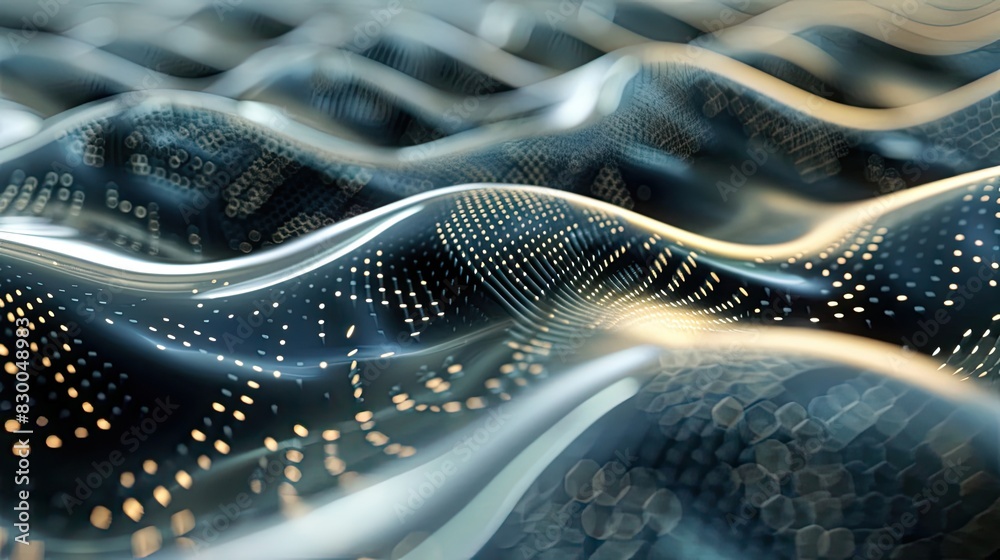 Abstract digital wave with glowing dots, a modern futuristic ...