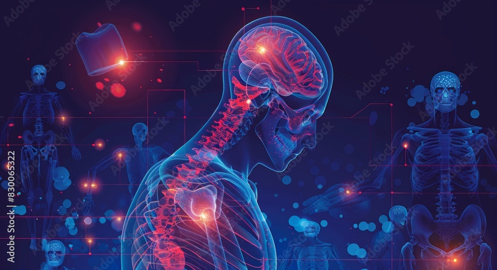 Illustration of the human nervous system. Symbolizing mental health ...