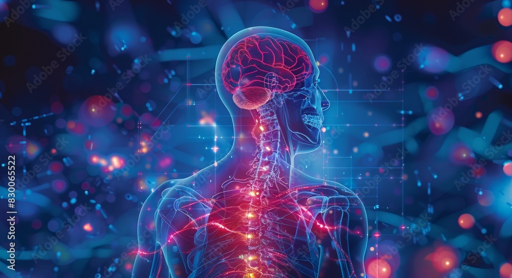 Illustration of the human nervous system. Symbolizing mental health ...