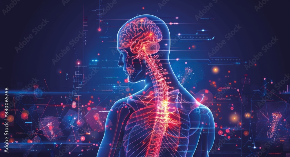 Illustration of the human nervous system. Symbolizing mental health ...