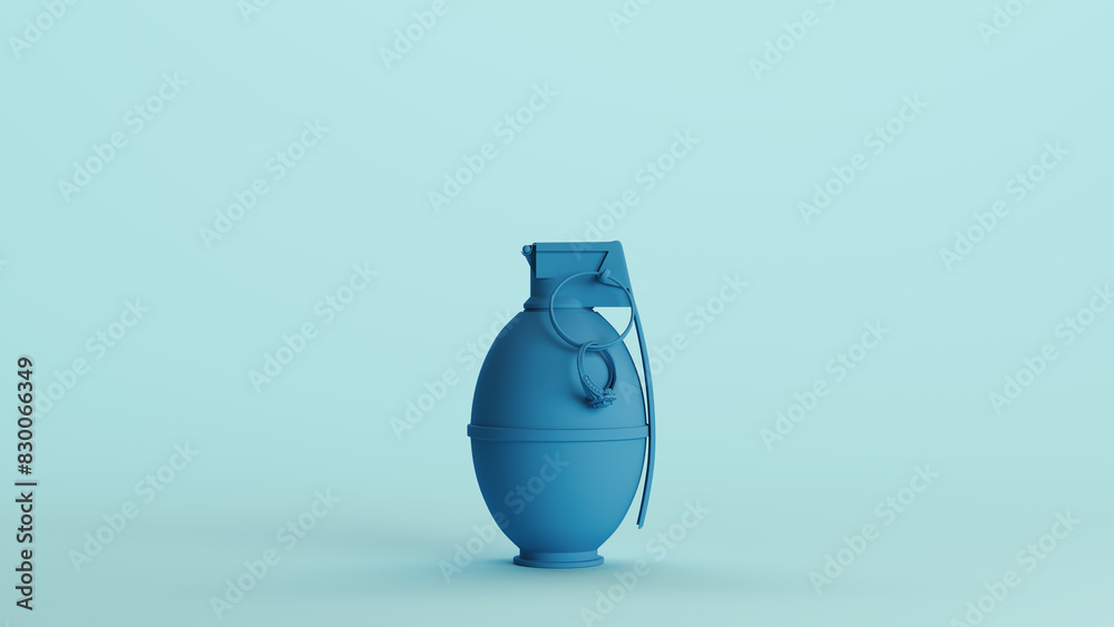 Blue hand grenade weapon military explosive bomb soft tones pale ...