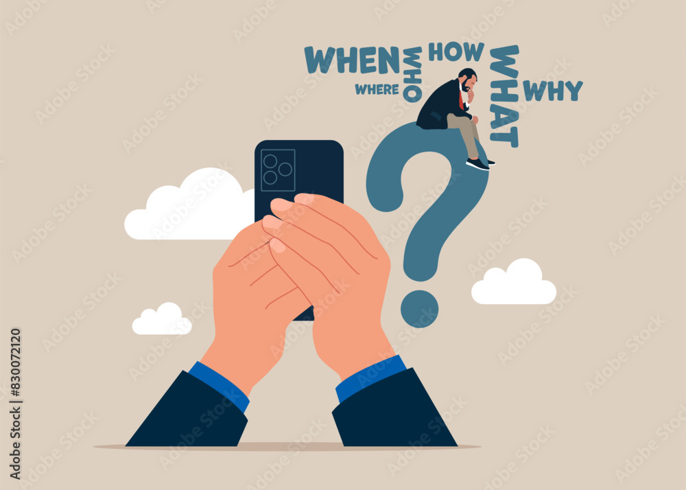 Thinking of who what where when why and how. 5w1h asking questions for ...