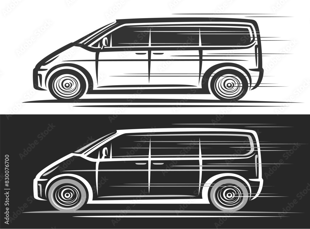 Vector logo for Minivan, automotive decorative banners with simple ...