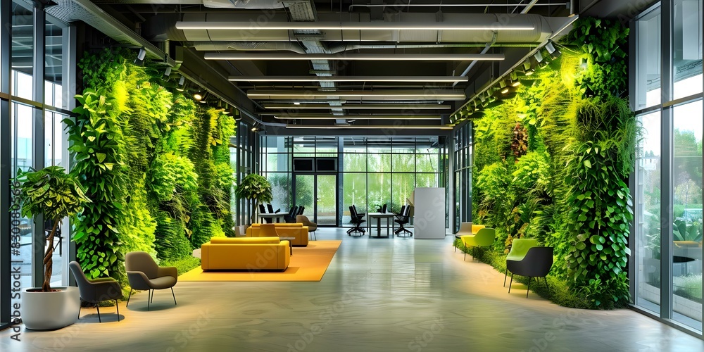 Modern green office space with sustainable design promoting employee ...