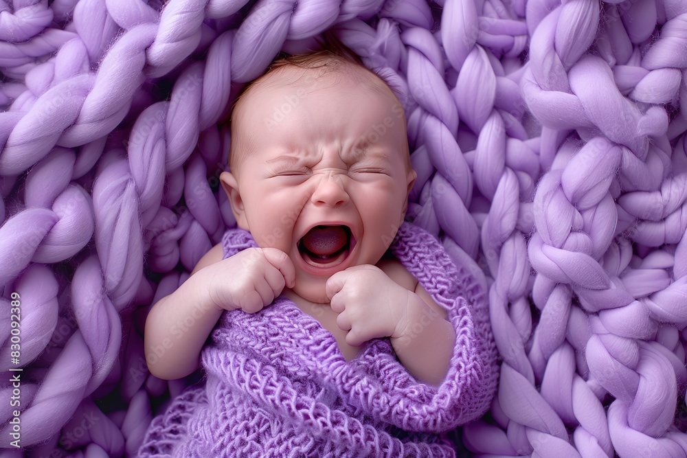 Little baby newborn crying, cry scream, cries loudly. New born child ...