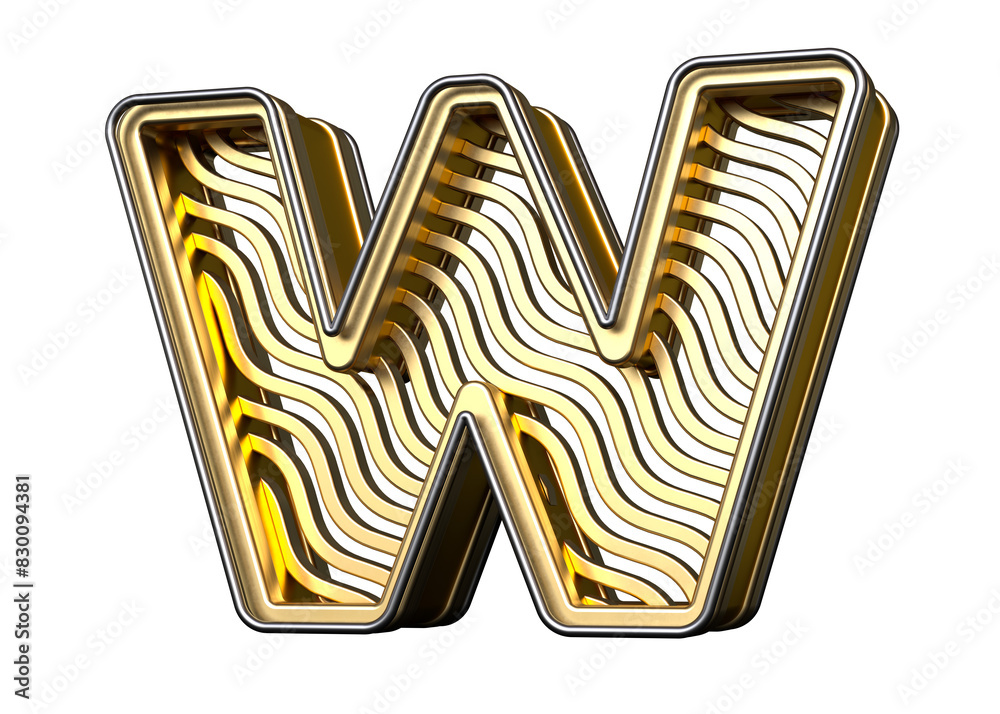 3D gold typography letter W. High-resolution and realistic fonts great ...