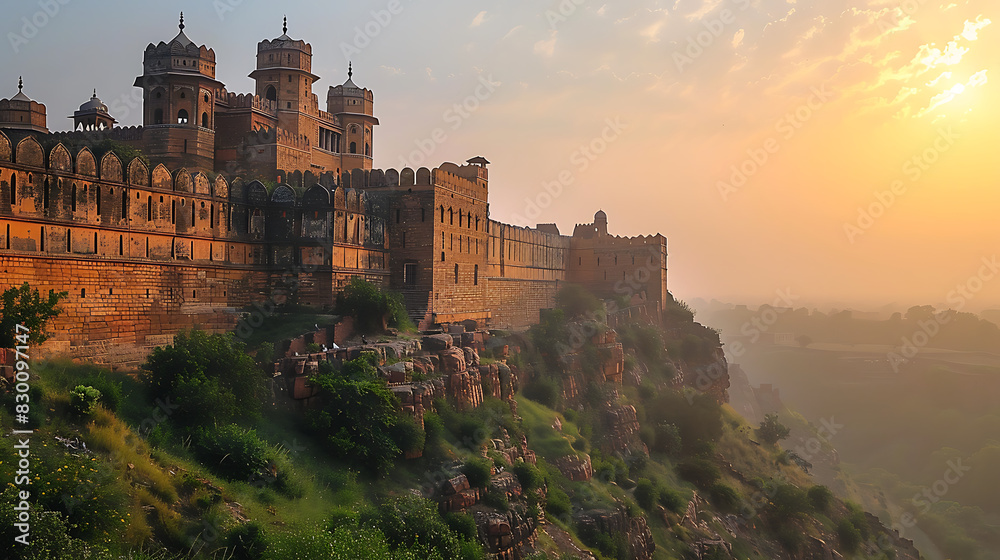mesmerizing image of Rani Kot Fort ancient wall winding through rugged ...