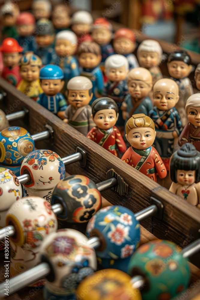 Image of a foosball table where each player is a unique, hand-painted ...