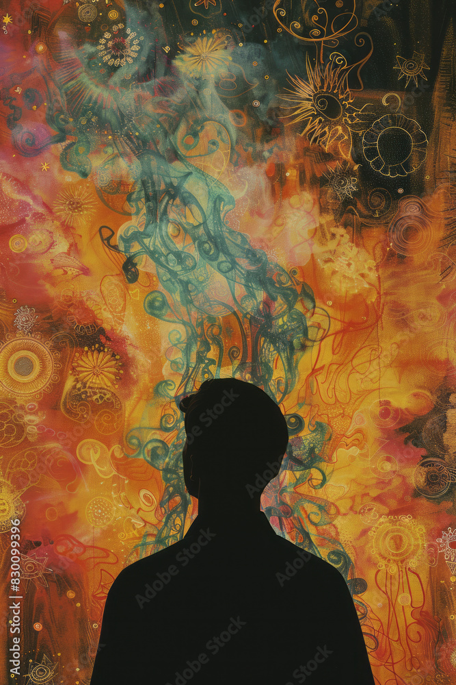 Scene showing a human silhouette with parts of their body evaporating ...