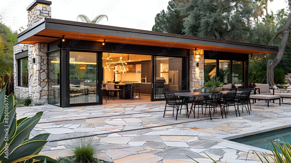 Modern Flagstone Patio, sleek, uniform flagstones with minimal grout ...