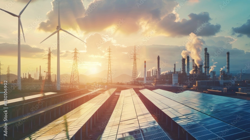 oil and renewable energy such as wind turbines and solar panels ...