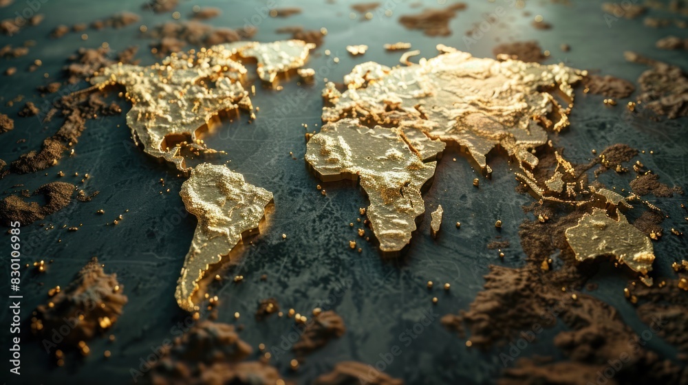 world map showing the major gold deposits on each continent. Using gold ...