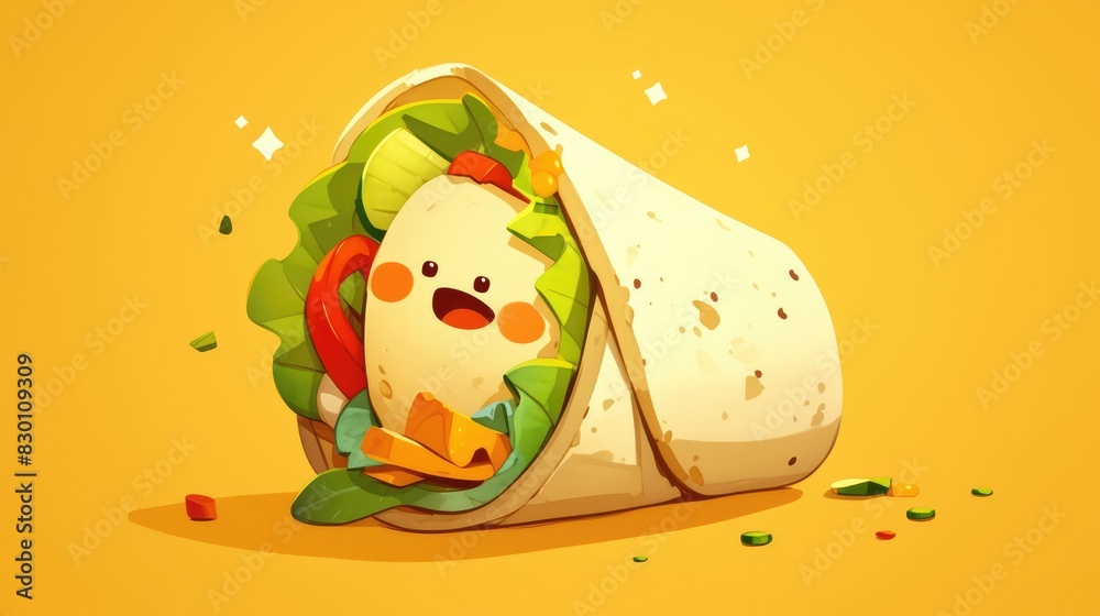 Experience the vibrant world of fast food cartoons with a flat cartoon ...