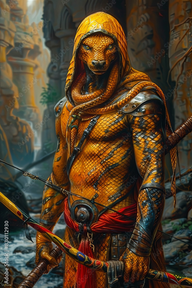 Fantasy Character Avatar: Naga Sentinel in Serpent Scale Mail with ...