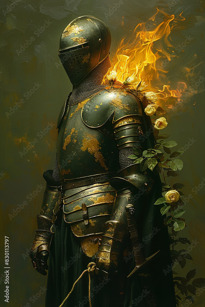 Fantasy Salamander Firebrand Avatar in Charred Scale Armor with Flaming ...
