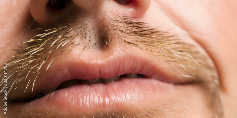 Closeup of a man with a swollen lower lip after a bee sting showing an ...