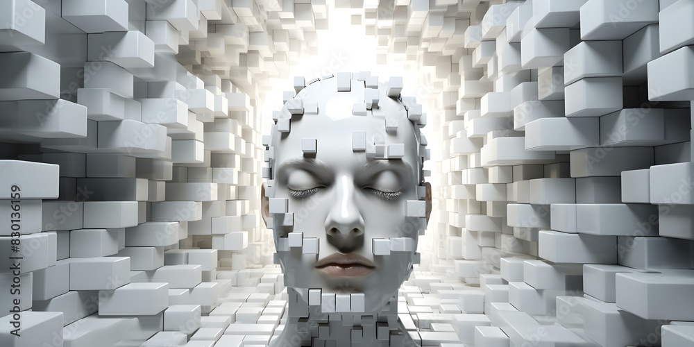 "Block-Based Digital Art: D Human Head with a Futuristic Twist ...