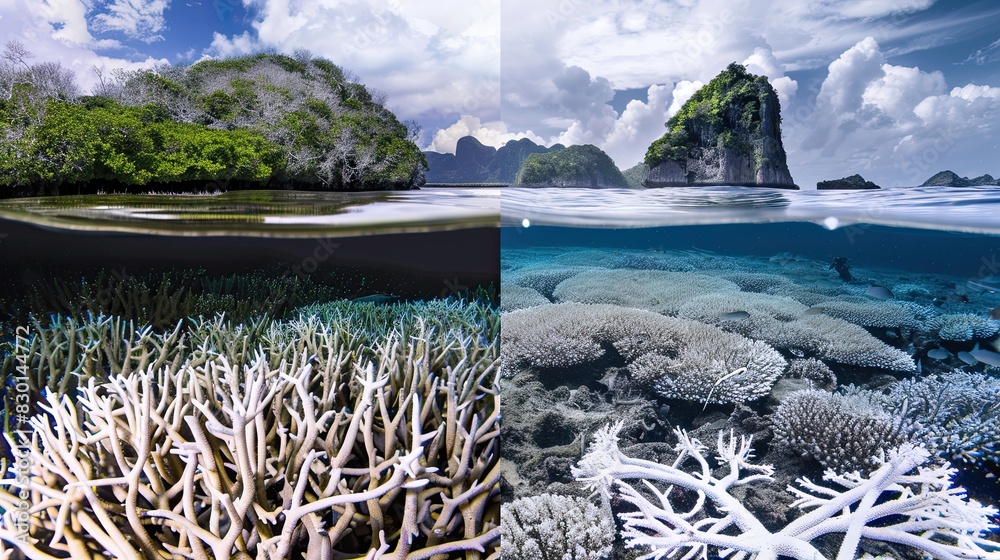 Contrasting Worlds: Vibrant vs. Bleached Coral Reefs - Climate Change's ...