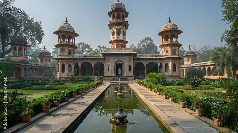 enchanting image of Hiran Minar distinctive tower pavilion surrounded ...