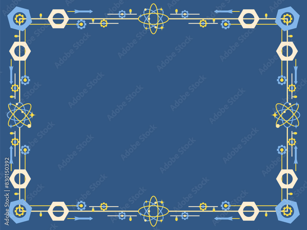 Vintage atompunk style frame with gears and light bulbs ...