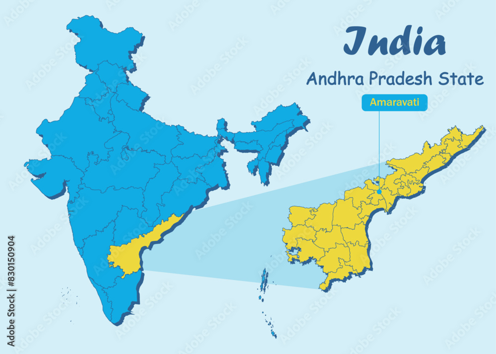 Andhra Pradesh locator map showing District and its capital. Political ...