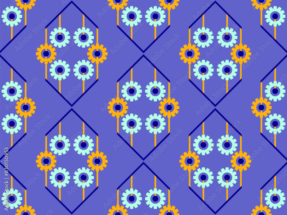 Seamless pattern of gears in steampunk and atompunk style. Jagged ...