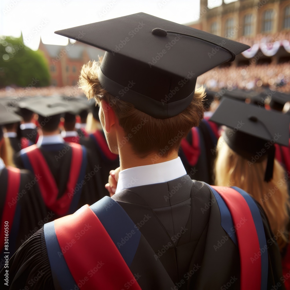Commencement Ceremony: Graduates in Caps Await Diplomas. Close-up of ...