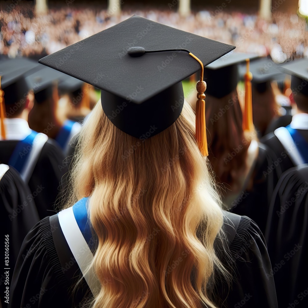 Commencement Ceremony: Graduates in Caps Await Diplomas. Close-up of ...