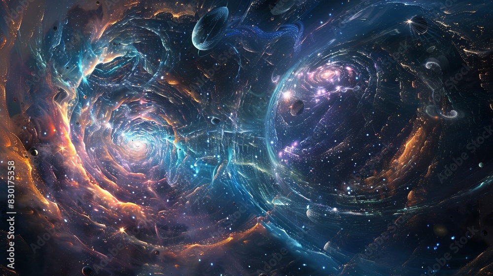 abstract representations of celestial bodies like stars, planets, and ...