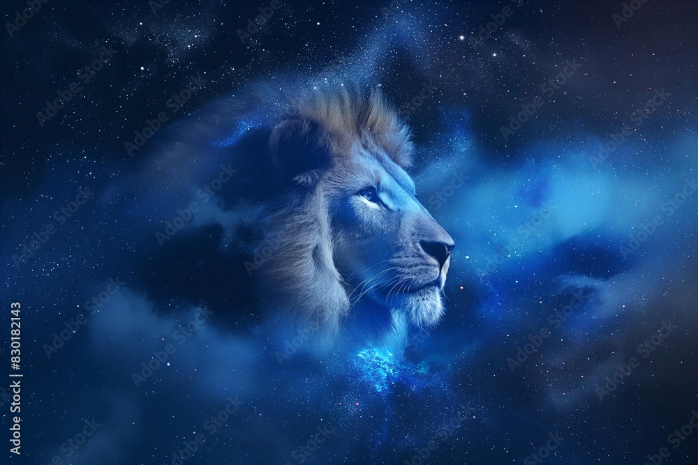 zodiac sign leo on blue color space background with copy space Stock ...