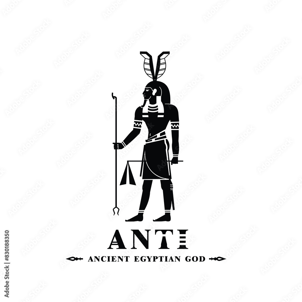 Silhouette of the Iconic ancient Egyptian god anti, Middle Eastern god ...