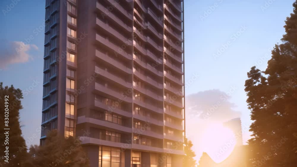 A very tall building covered in windows, showcasing a highrise ...