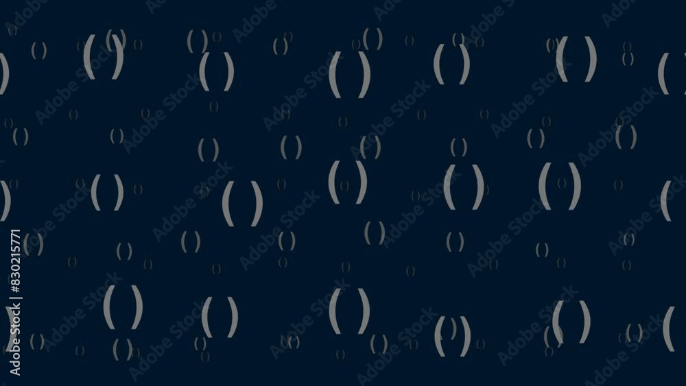 Brackets symbols float horizontally from left to right. Parallax fly effect. Floating symbols ...