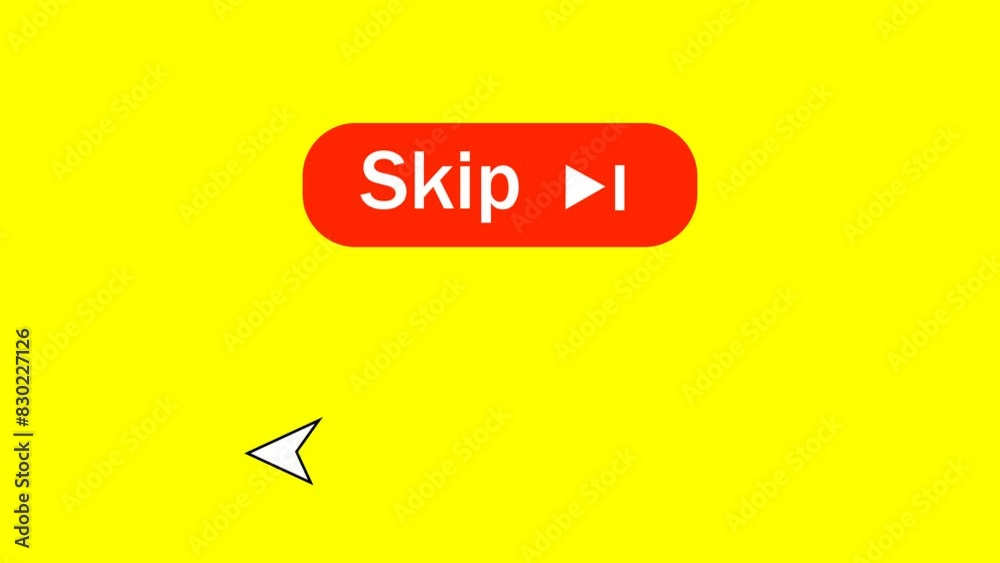 animated video of computer mouse cursor by clicking skip button ...