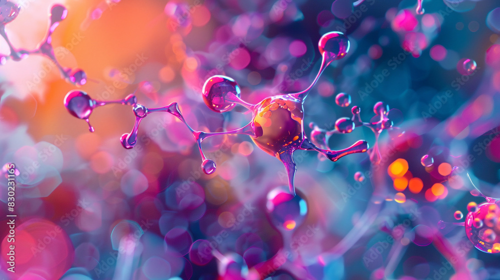 Generate an abstract 3D visualization of cellular communication ...