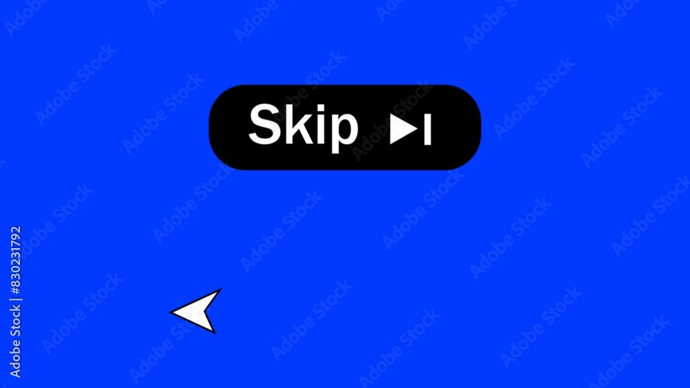animated video of computer mouse cursor by clicking skip button ...