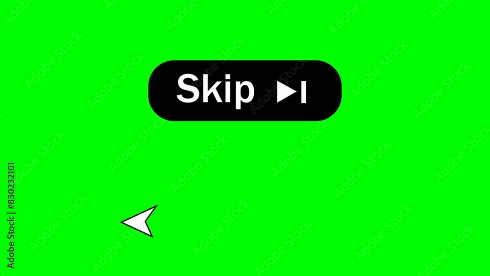 animated video of computer mouse cursor by clicking skip button ...