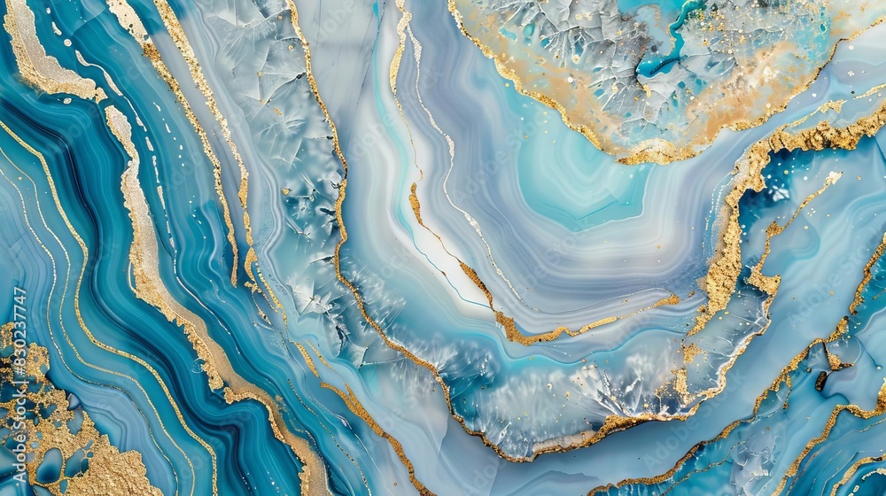 abstract blue and gold geode background marble texture with watercolor ...