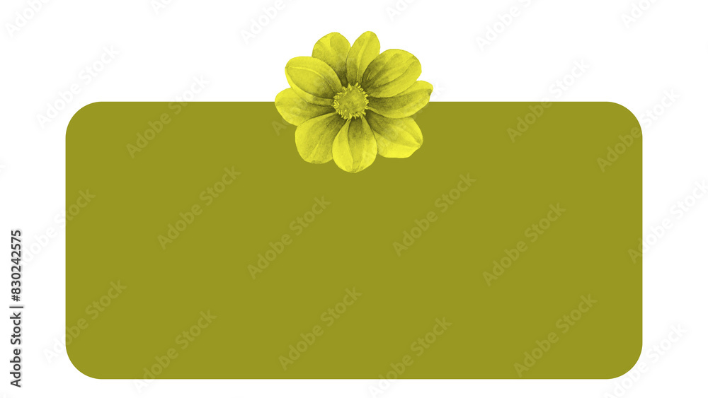 sticker Cute Floral Name Tag with transparent background, green golden ...