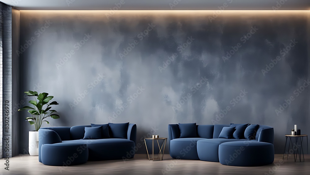 Luxury premium living room with sofas and table, accent wall with ...