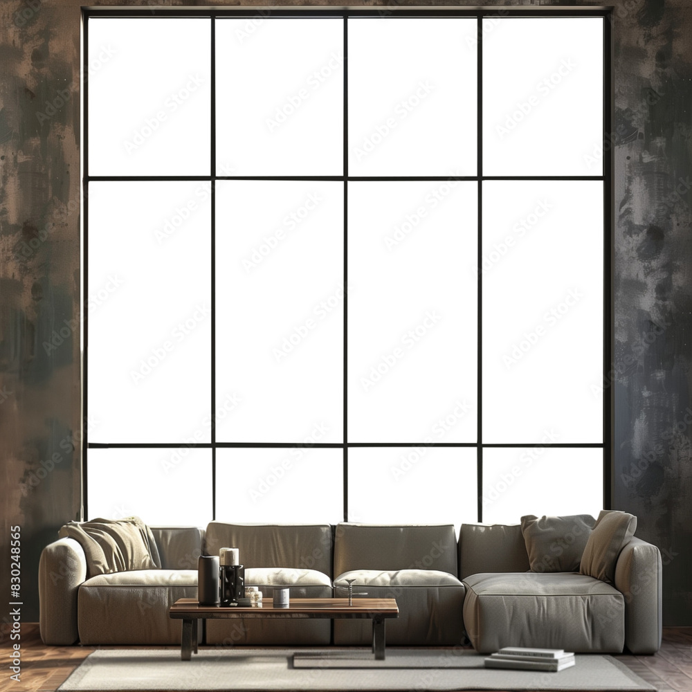 Large minimal clean window frame interior design. Transparent PNG ...