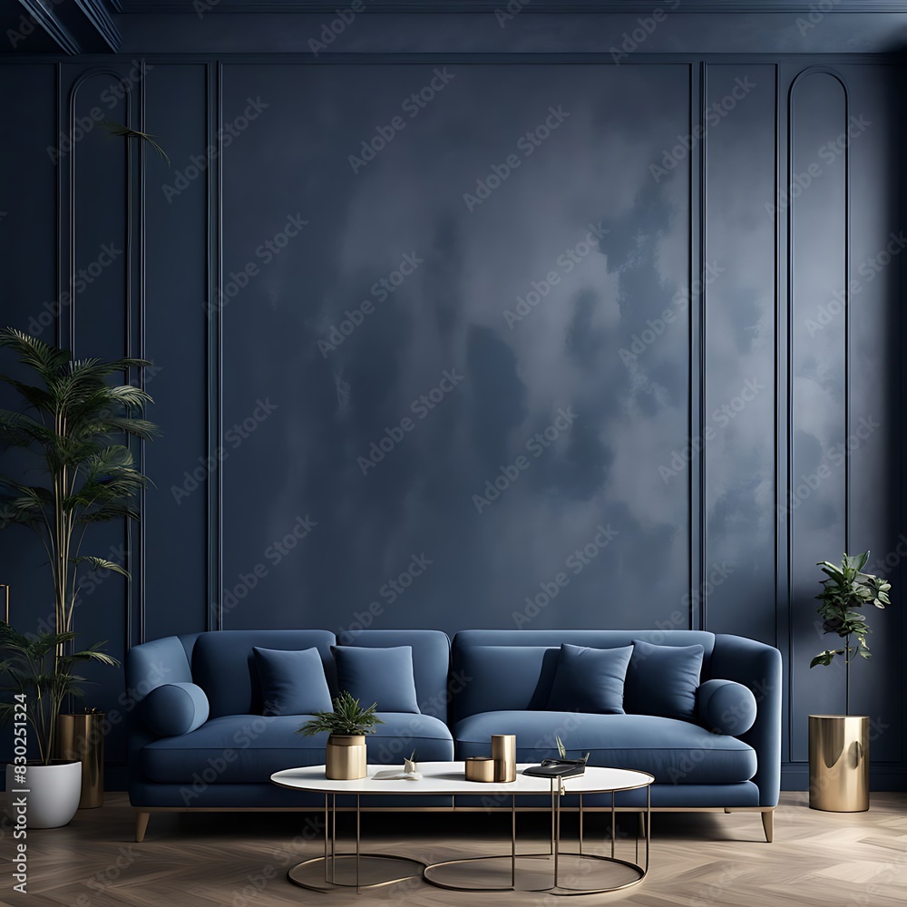 Luxury premium living room with sofas and table, accent wall with ...