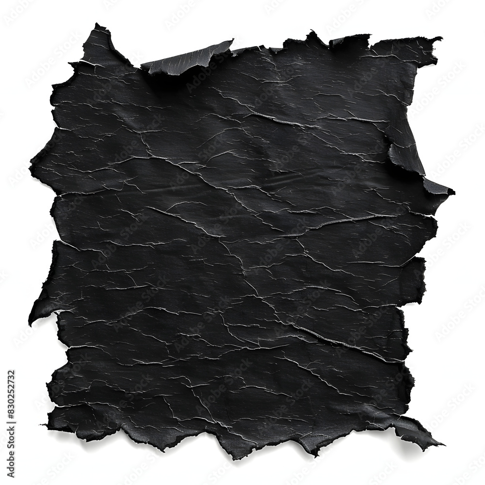 Png torn black paper sticker, textured shape isolated on white ...